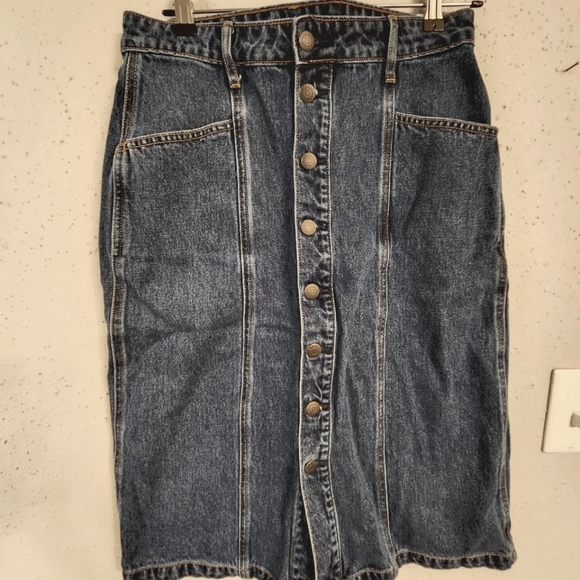 Old Navy Skirts Old Navy Button Denim Midi Pencil Skirt Poshmark